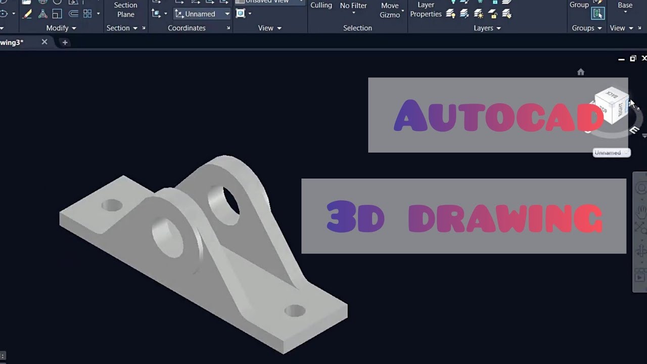Autocad 3D drawing in | Engineering drawing | Autocad - YouTube