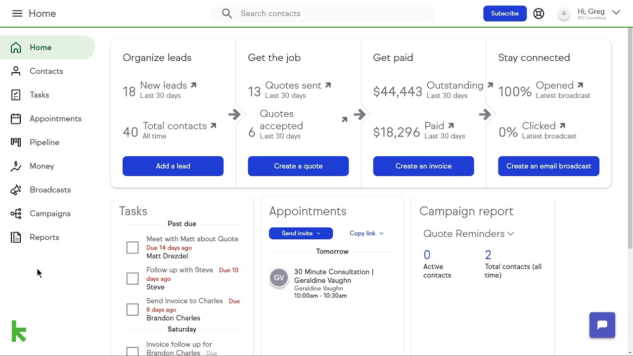 How to Navigate in Your Dashboard - Keap Tutorial - YouTube