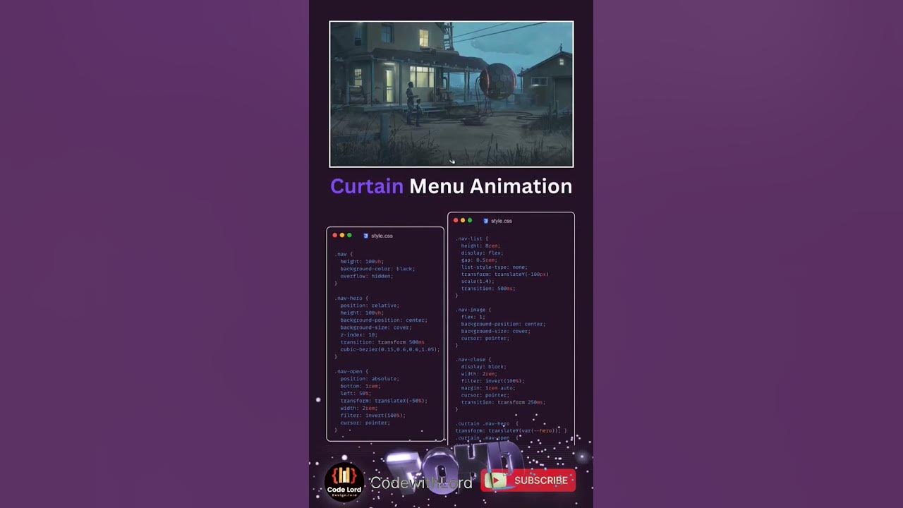Curtain Menu Animation For Website Using Html Css Javascript Html5 Css3 Programming