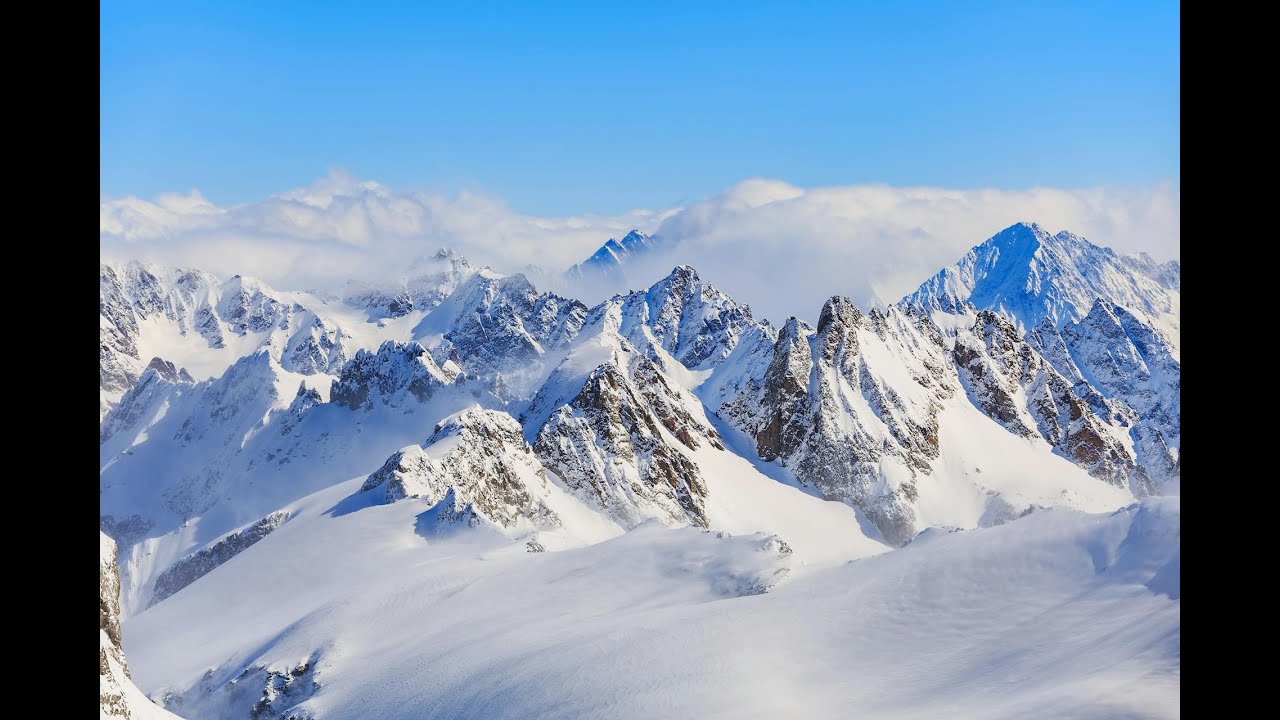 relaxation, mountain vibe, winter, mountain scenery, flight over ...