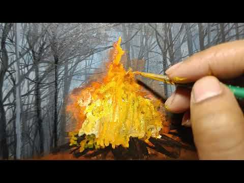 How to paint fire with acrylic and watercolor: A tutorial. | Watercolor ...