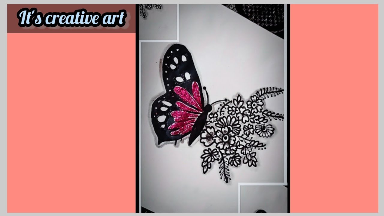 How to draw ️ Beautiful Half Butterfly and Half Flowers || step by step ...