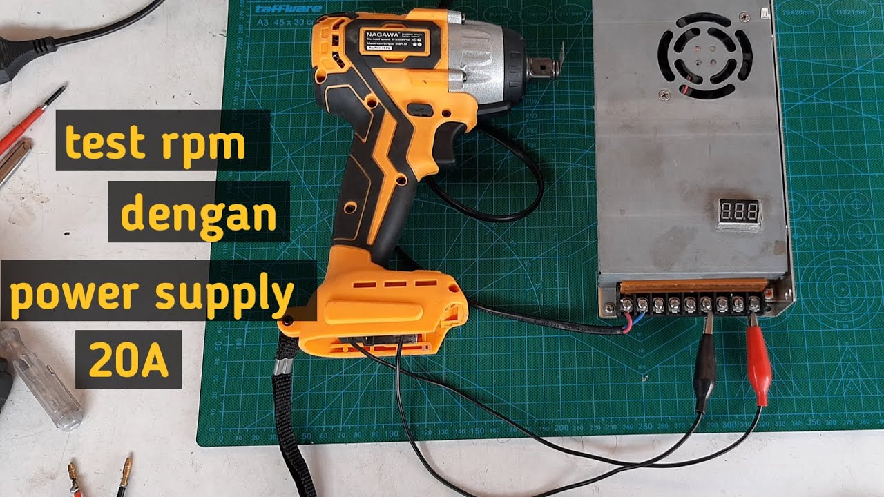 Test rpm impact wrench nagawa dengan power supply 20A - YouTube