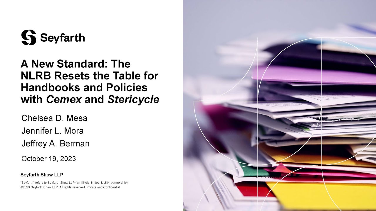 A New Standard: The NLRB Resets the Table for Handbooks and Policies ...