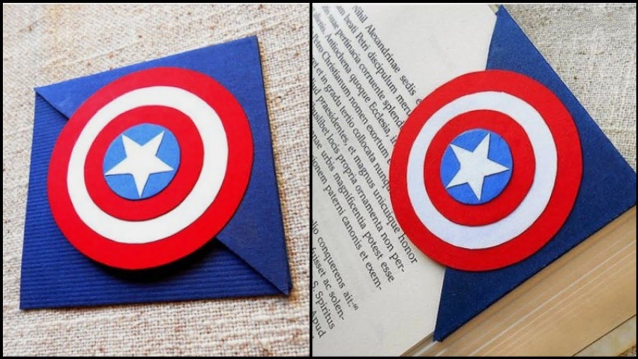 CAPTAIN AMERICA BOOKMARK | DIY ORIGAMI CORNER BOOKMARK FOR BOOKS AND ...