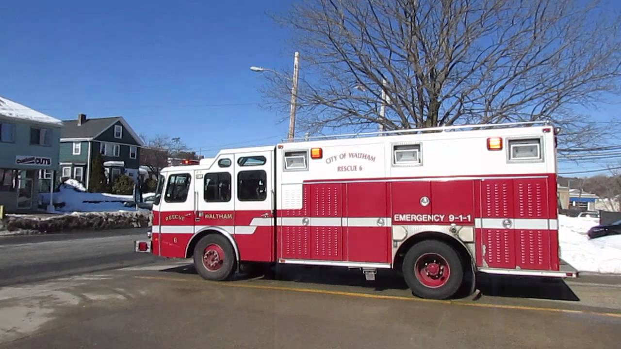 Waltham Fire Dept Rescue 6 Responding - YouTube