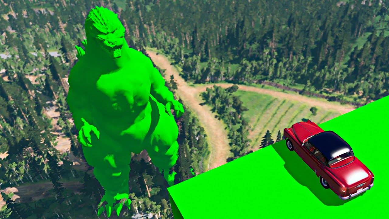 GODZILLA vs CAR Mad Jumps - BeamNG Drive [4K 60FPS] - YouTube