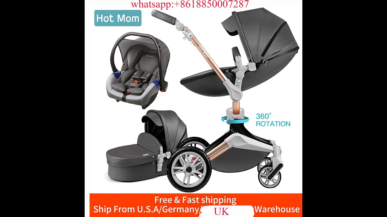 Hot Mom Baby Stroller 3 in 1 car seat Luxury Pram fast shipping from UK ...