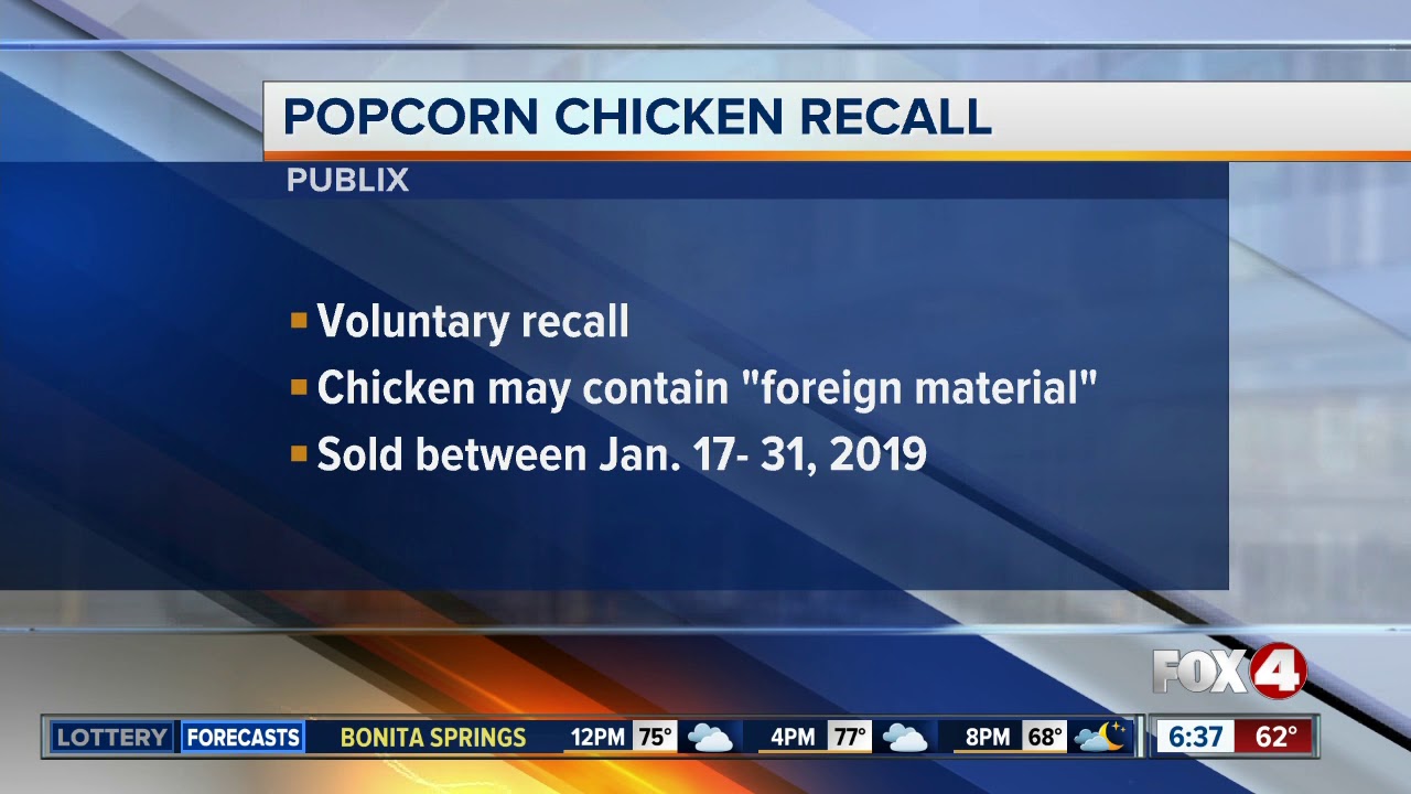 Recall: Publix deli popcorn chicken may contain plastic pieces - YouTube