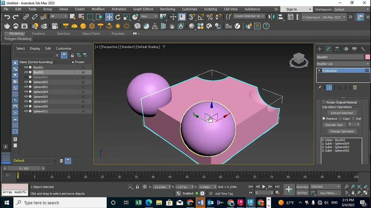 3ds Max 2023 Modeling: Boolean & ProBoolean - YouTube