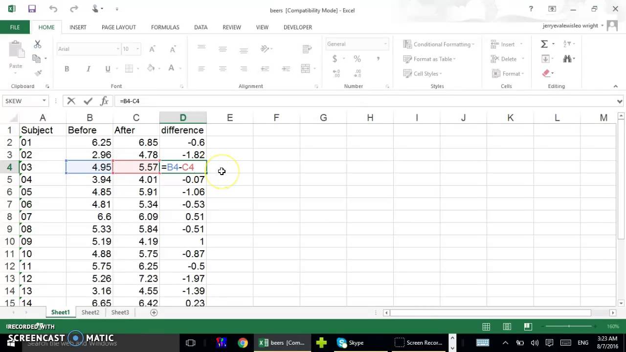 matched pairs on a spreadsheet - YouTube