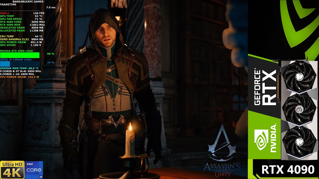 Assassin's Creed Unity Ultra High Settings 4K | RTX 4090 | i9 13900K 5 ...