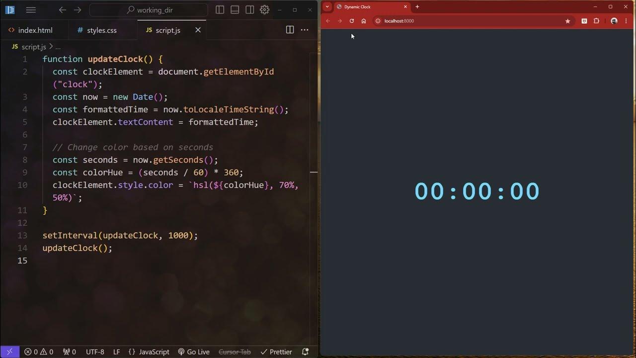 Create a Dynamic Clock Using HTML, CSS, and JavaScript - RAIN SOUNDS / NO TALKING - YouTube