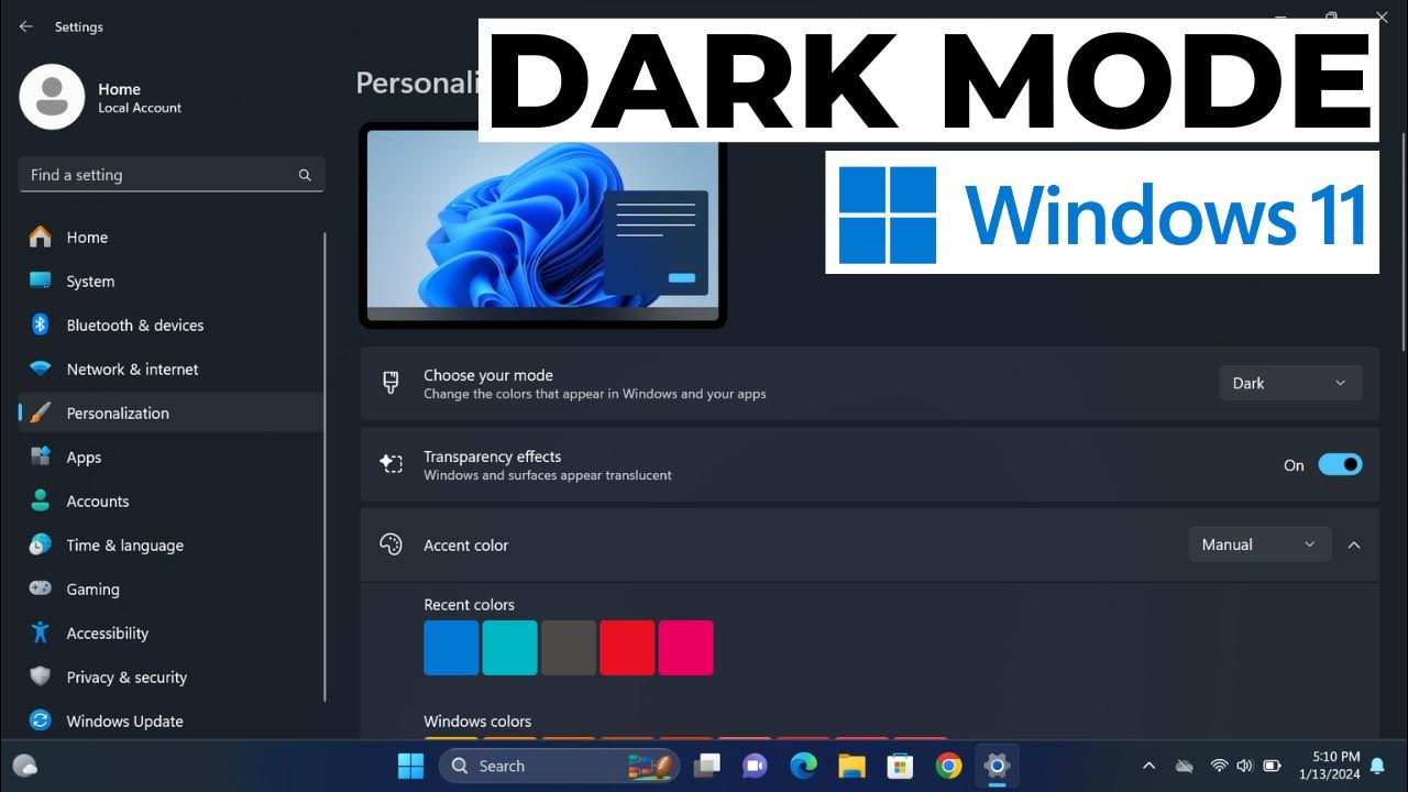 How to Enable Dark Mode in Windows 11 | Turn On Dark Mode on Windows 11 - YouTube