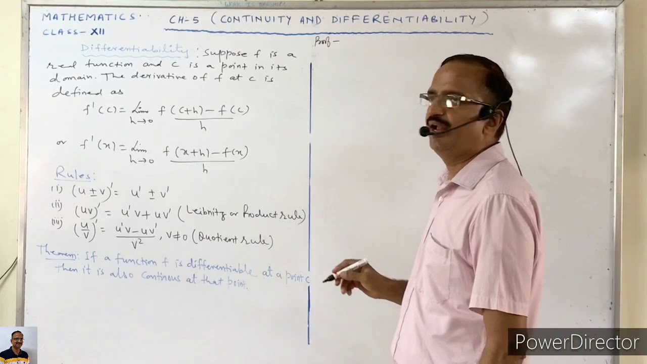 Class -12 || Introduction -Differentiability , Rules of differentiation ...