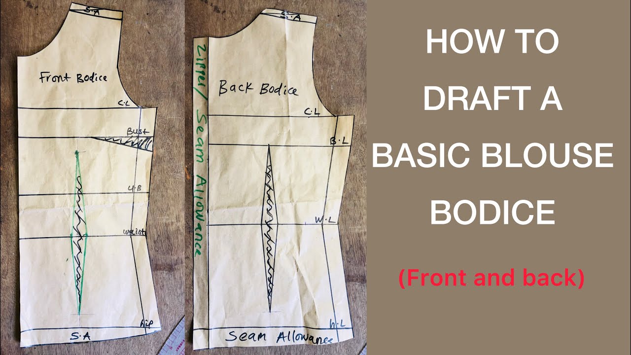 The EASIEST way to draft a simple blouse bodices for a BEGINNER || easy ...