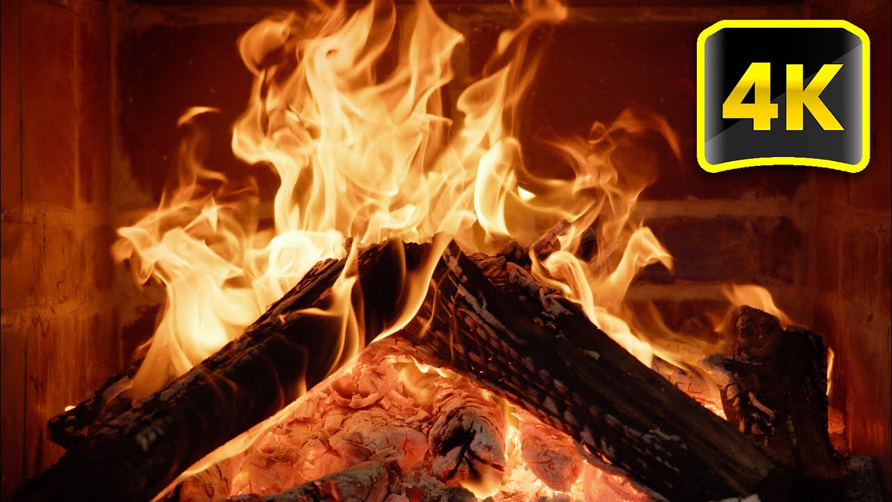 High Quality Relaxing Fireplace 4K & Crackling Fire Sounds with Burning ...
