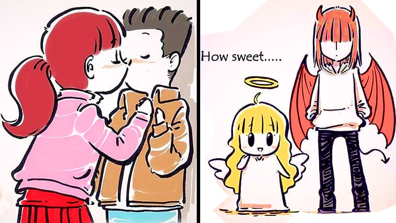 👿My Girlfriend is an Angel and She is too Adorable | Comic Dub - YouTube