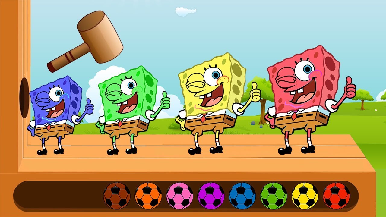 Learn Colors Spongebob WOODEN FACE HAMMER XYLOPHONE For Toddlers Soccer ...