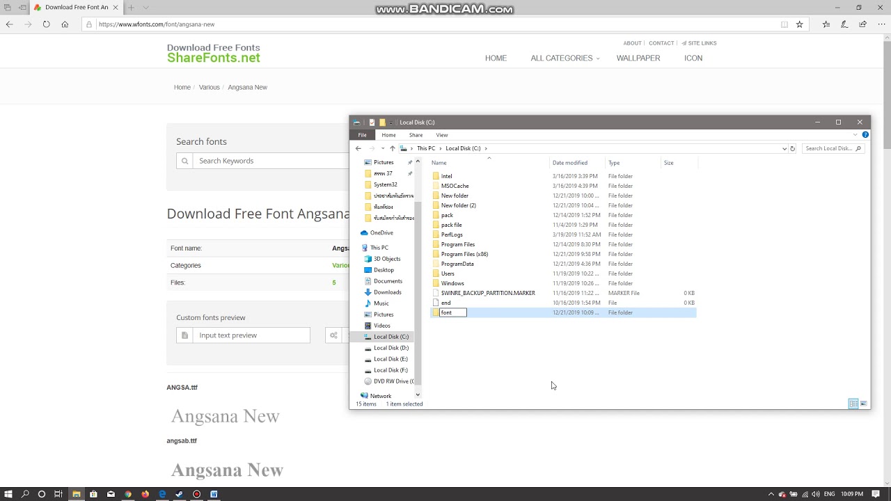 setup font angsana new - YouTube