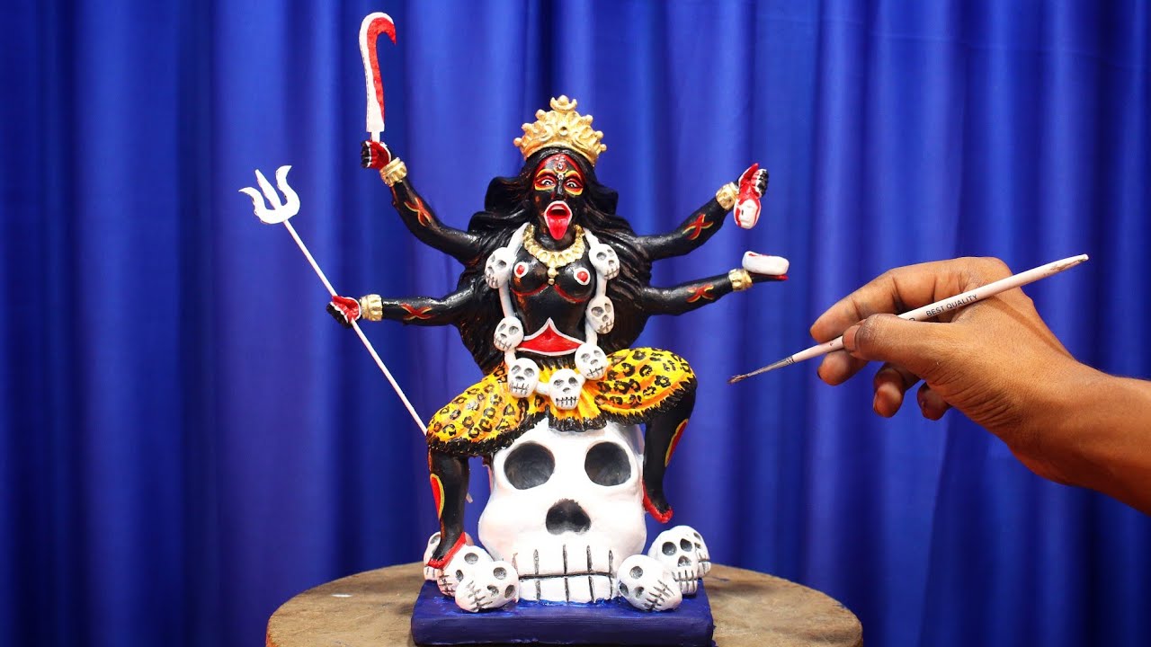 Mahakali murti colouring | Kali mata murti making | clay art - YouTube