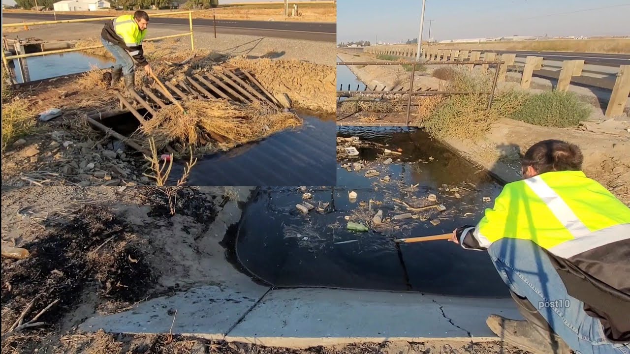 Unclogging Trash Racks On Irrigation Ditches - YouTube