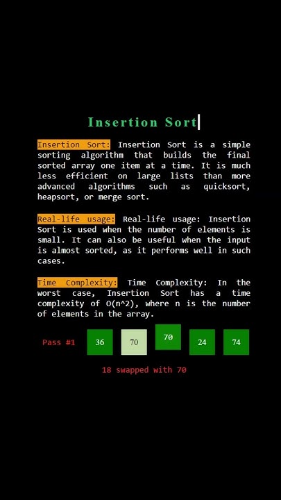 Insertion Sort Coding Computerscience Code Sortingalgorithm