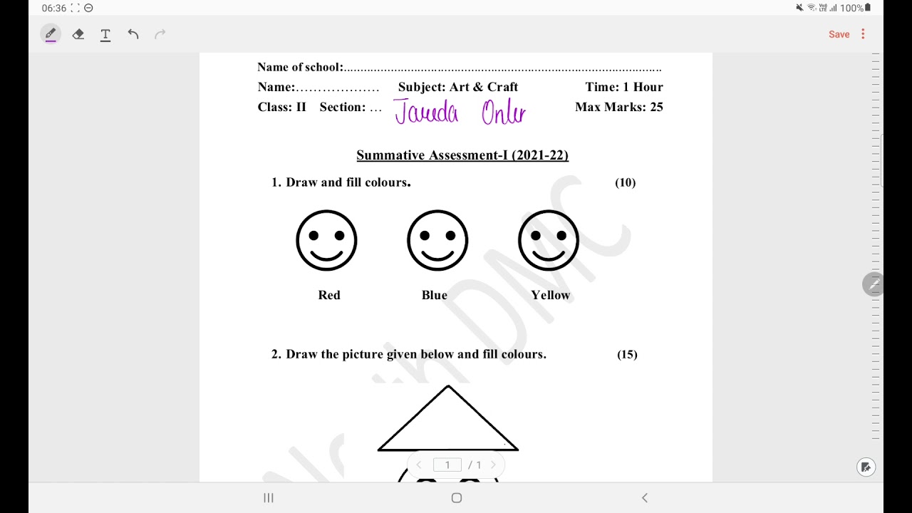 Class 2 Art and Craft Question Paper SA1 (4/10/21) - YouTube