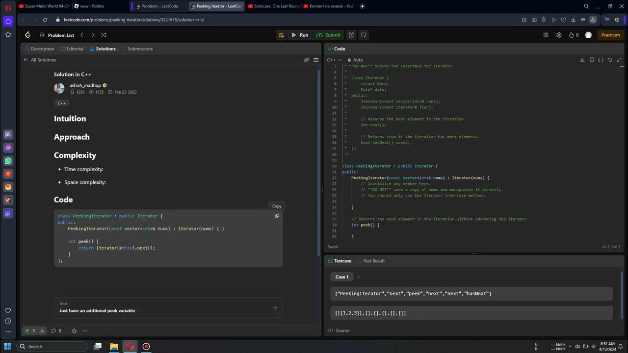 C++ leetcode 284. Peeking Iterator - YouTube