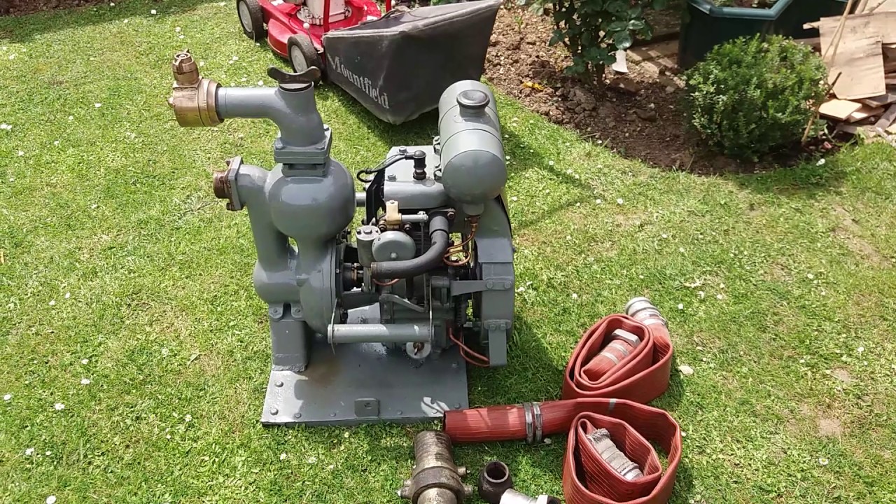 Scammell fire pumping engine running after restoration - YouTube