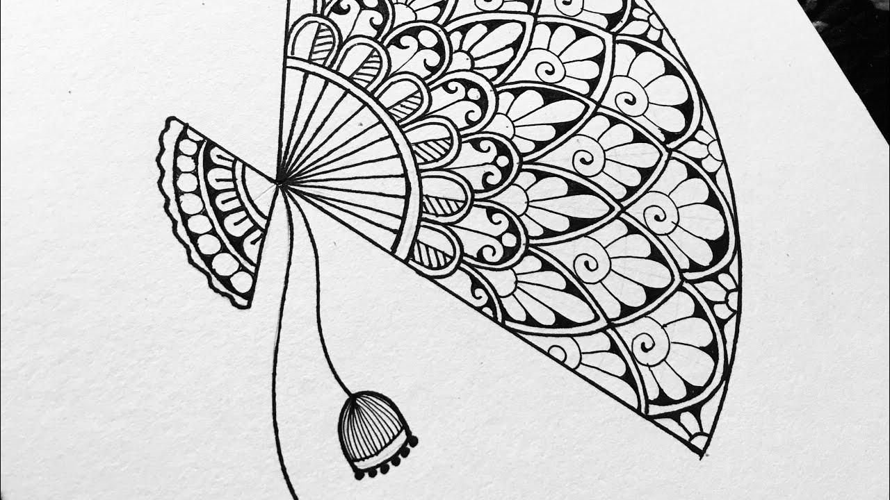 Japanese Fan Line Drawing
