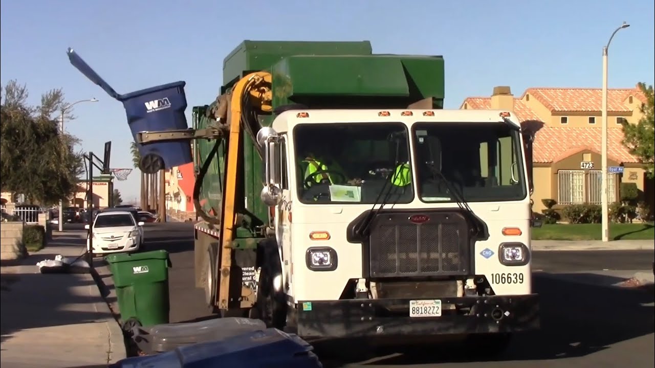 WM Violent CNG Pete Yellow Arm Amrep Garbage Truck - YouTube