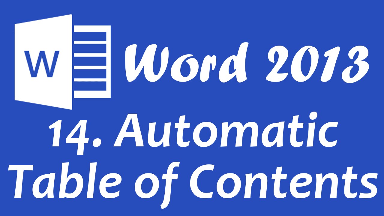 Microsoft Word 2013 Automatic Table Of Contents Tutorial YouTube microsoft-word-2013-automatic-table-of-contents-tutorial-youtube