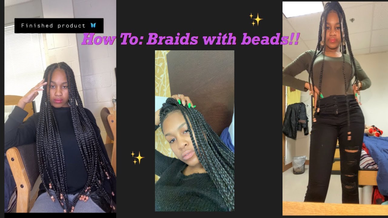 Box braids with beads on natural hair tutorial🔥 - YouTube