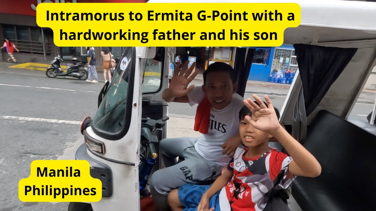 Trike to Ermita and Restaurant G-Point. Meet a nice driver with his son ...