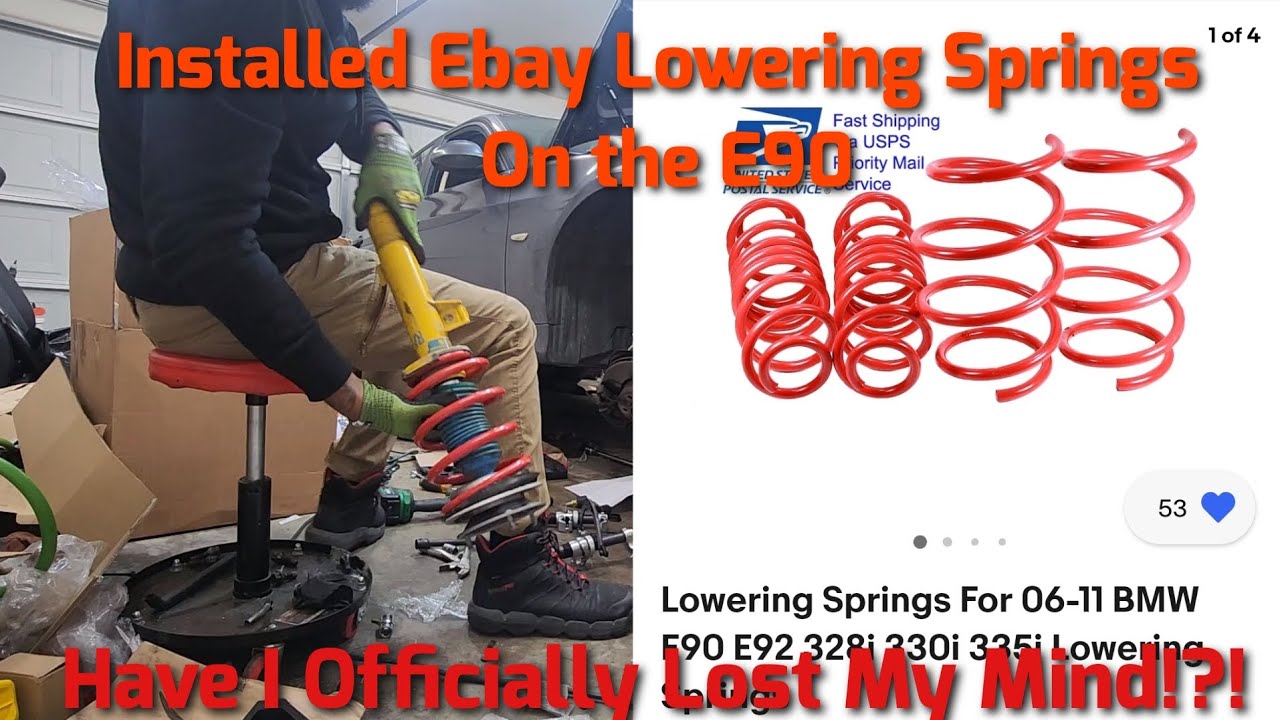Installing Ebay Brand Lowering Springs On the E90 - YouTube
