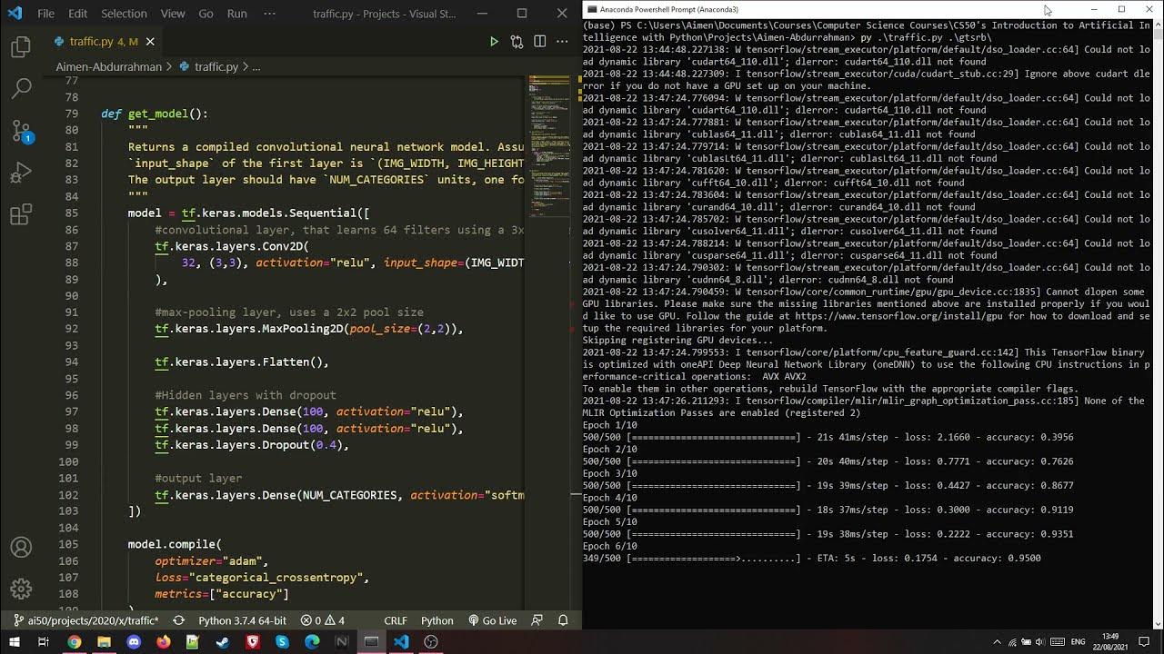 CS50 AI 2021: Traffic.py demonstration - YouTube