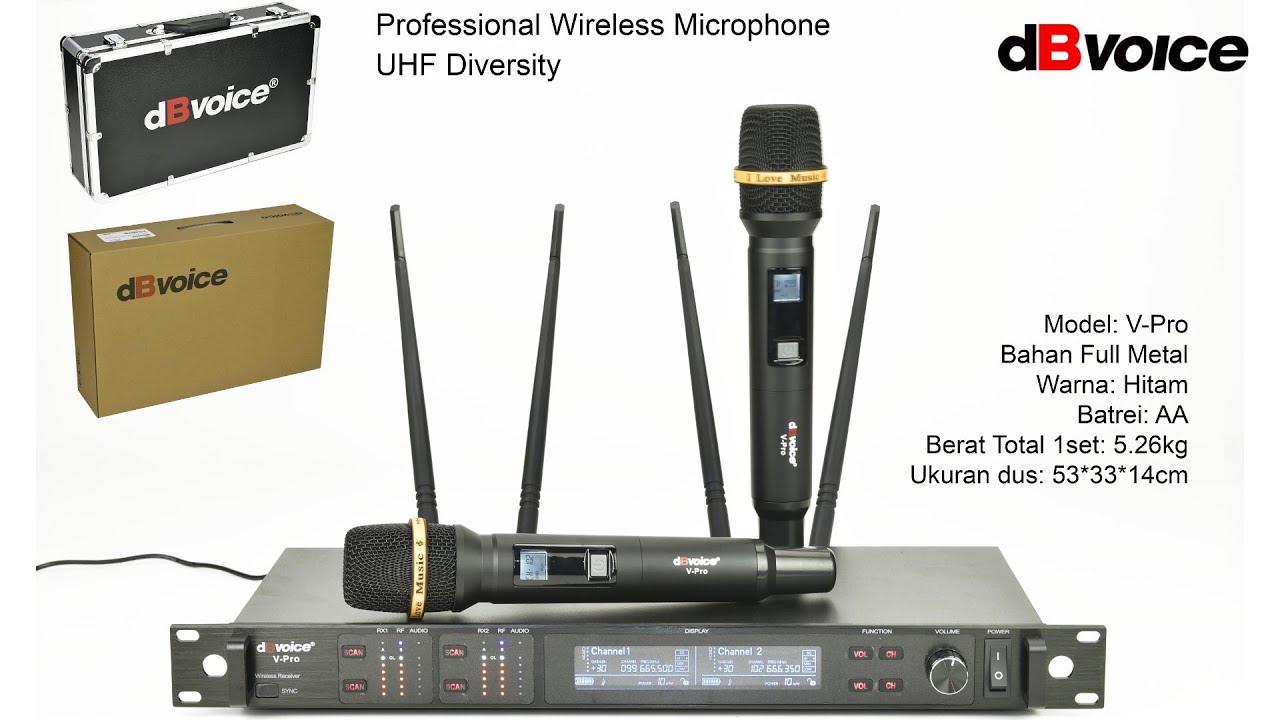dBvoice V-PRO Mic Wireless UHF Diversity - YouTube