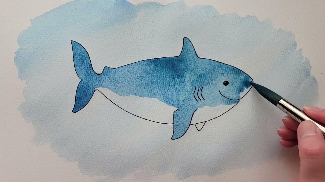 Watercolor Shark for Kids - YouTube