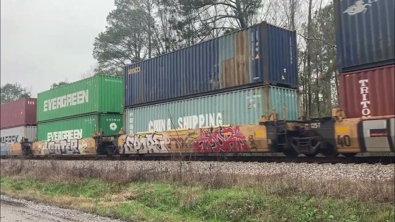 Long CSX I038 Double Stack with mid train DPU Alright - YouTube