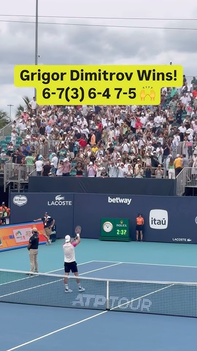 Grigor Dimitrov after defeating Karen Khachanov in Miami R3 - YouTube