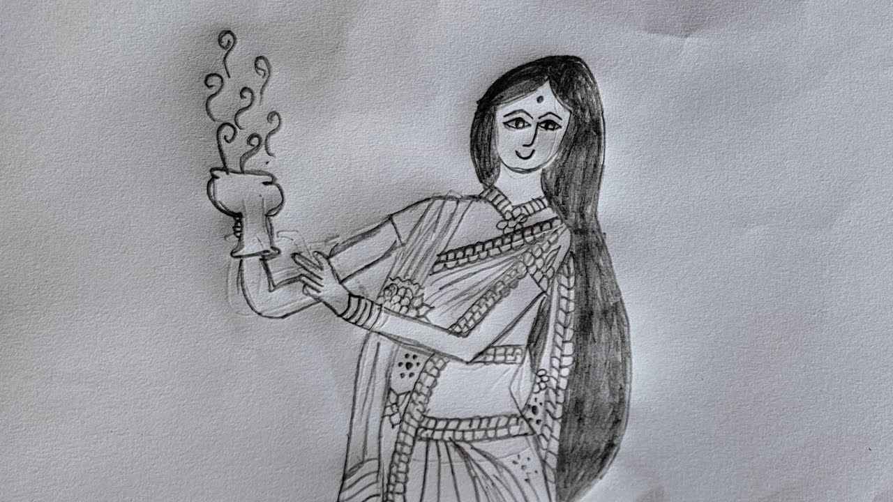 Durga Maa Dhunuchi drawing #shorts - YouTube