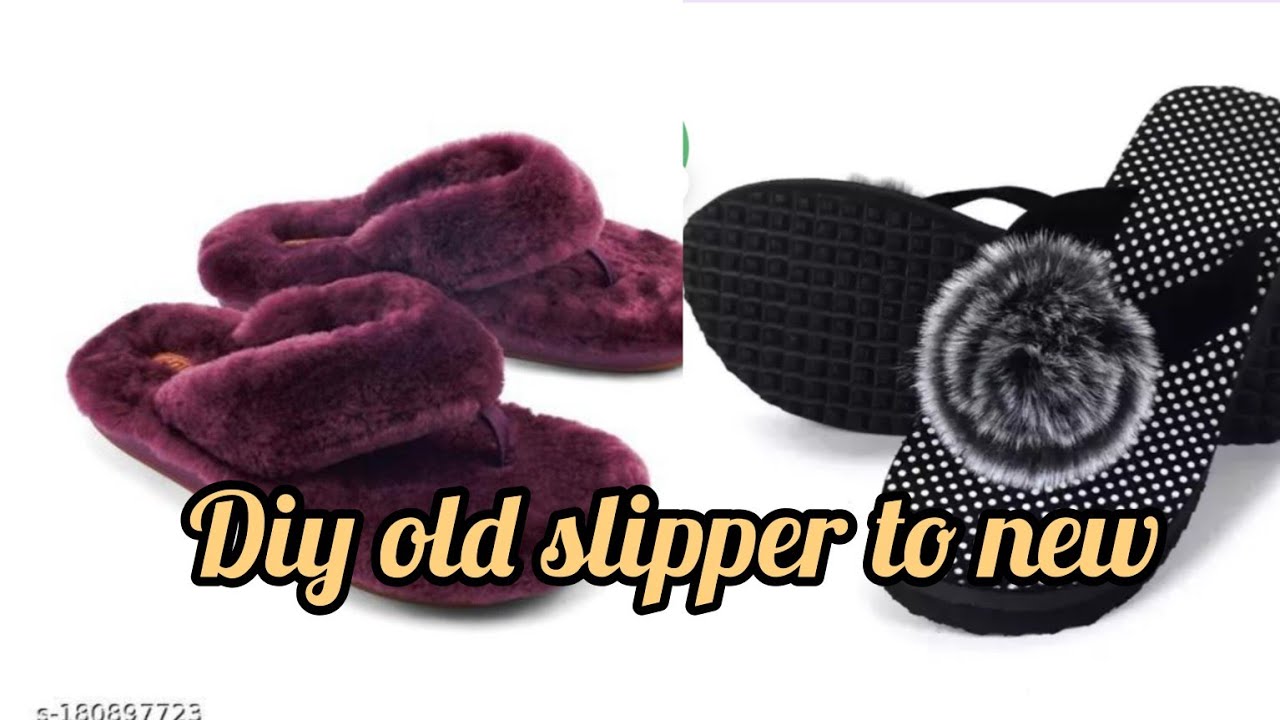 Diy winter flip flop slipper//convert old slipper into new#diy - YouTube
