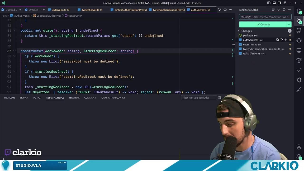VS Code Extension Development - Authentication Provider (part 8b) // @clarkio || @_clarkio - YouTube