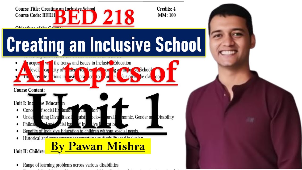 Creating an Inclusive School | Unit 1 | Inclusive Education | B.Ed. Sem ...