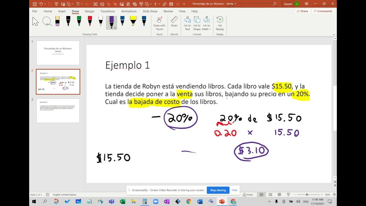 Percentage of a Number: Sales (Spanish) - YouTube