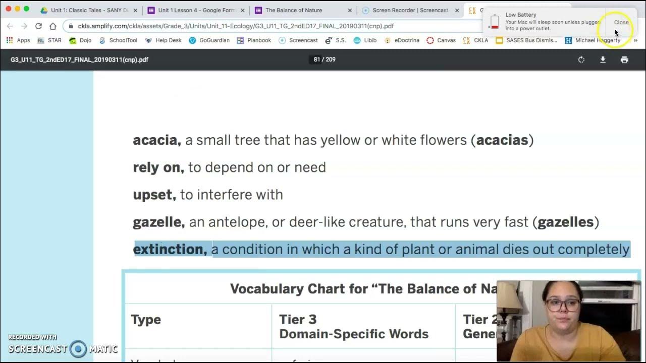 3rd Grade CKLA ELA - Unit 11 Lesson 4 Ecology: The Balance of Nature ...