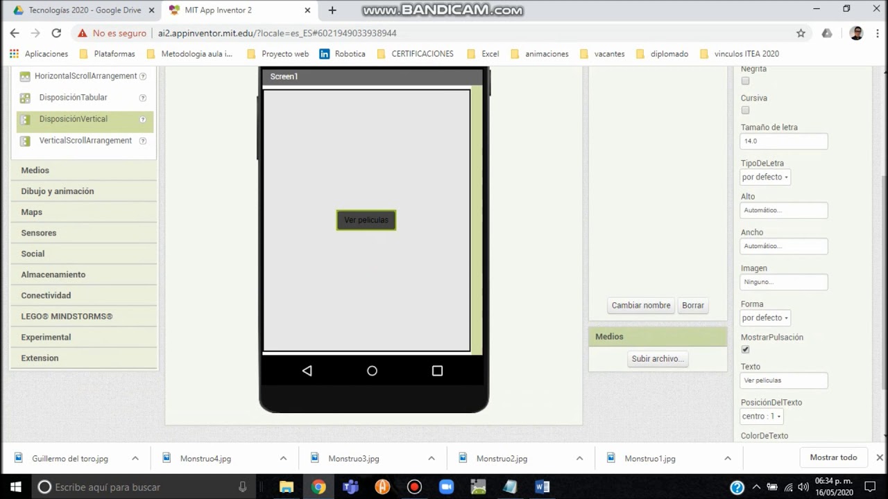 Construcción de interfaz de una app, mediante componentes de ...