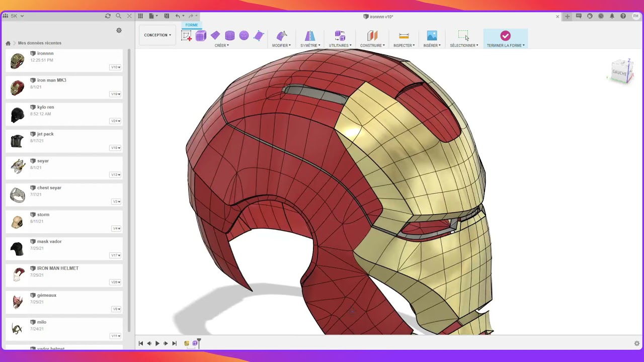 Helmet IRON MAN 3D modeling tutorial part 3 #autodesk Fusion360 - YouTube