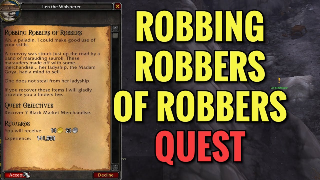 Robbing Robbers Of Robbers Quest (WoW MOP) - YouTube